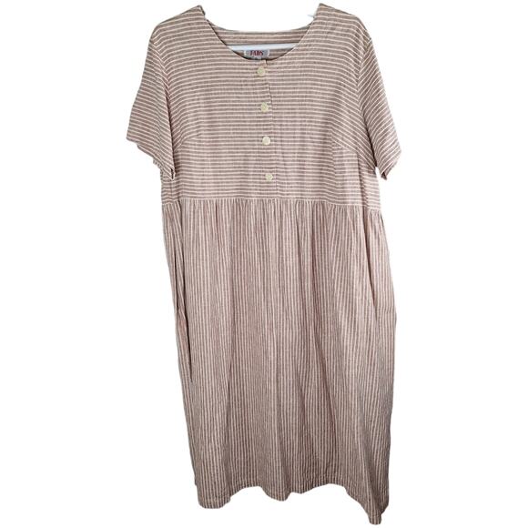 Fads | Dresses | Rare Vintage Fads Linen Blend Peach Cream Stripe Short ...